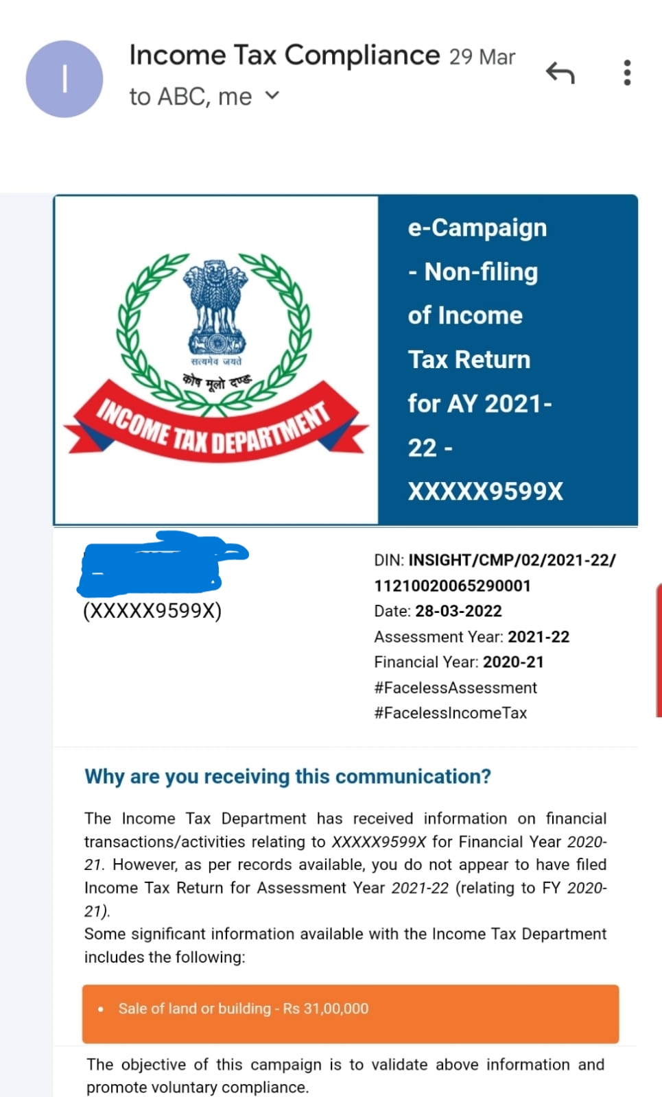 Alliance Tax Experts | NOTICE RECEIVED FROM INCOME TAX FOR NON FILING ...